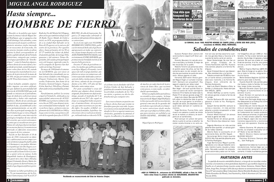 MIGUEL ÁNGEL RODRÍGUEZ, a 6 años de su partida – Acelerando Entre Ríos